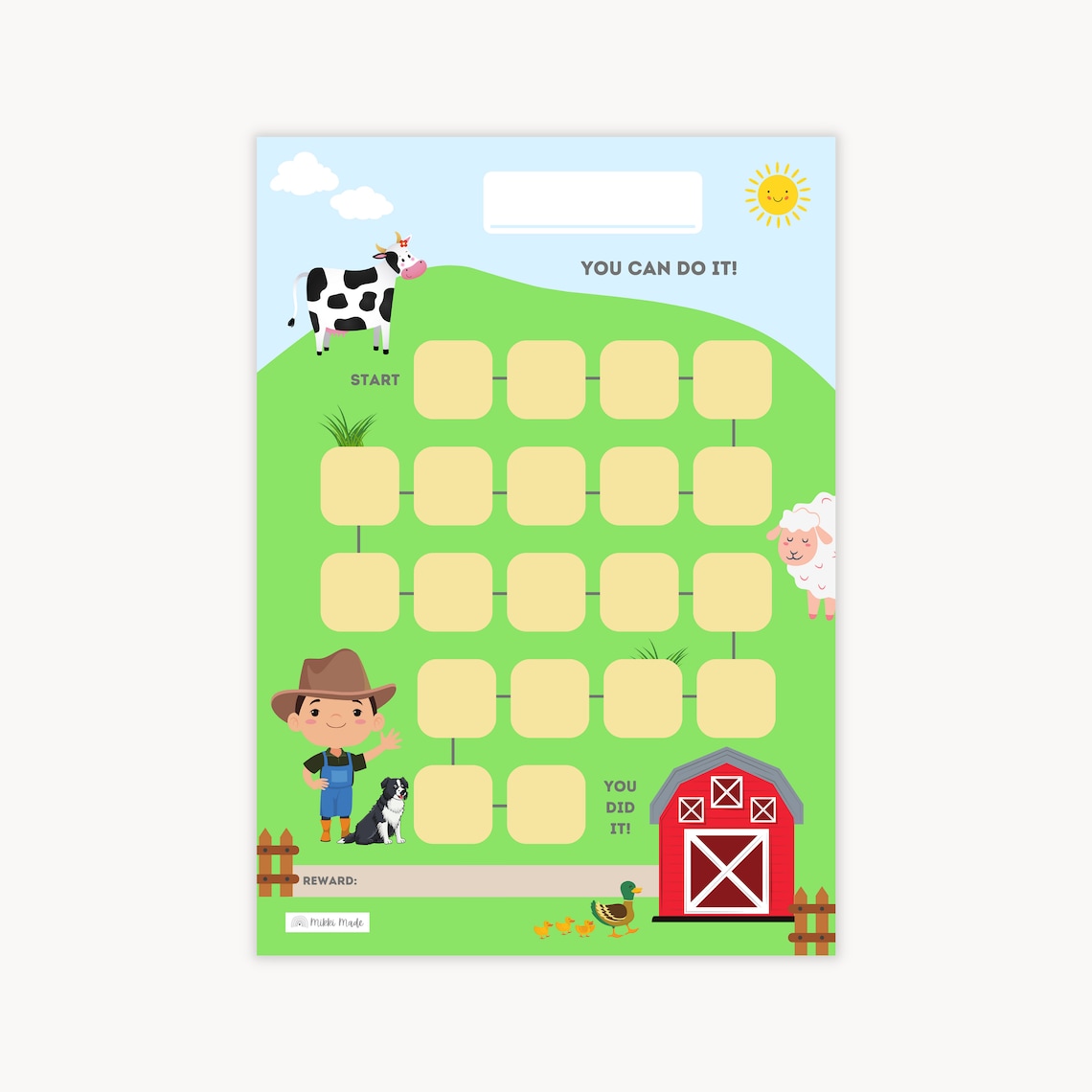 Printable Farm Reward Chart | Farm Sticker Chart | Kids Reward Chart ...