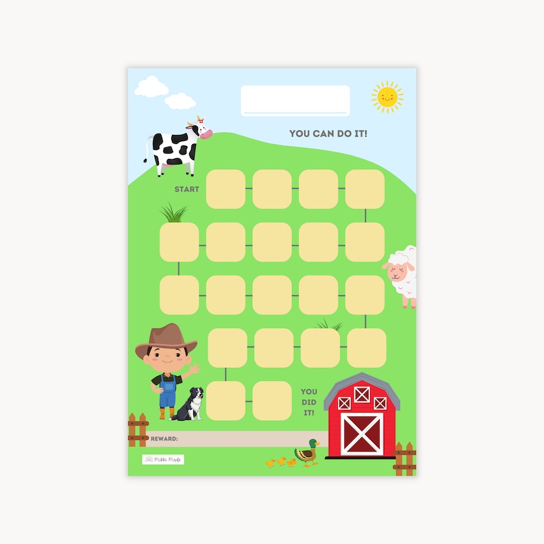 Printable Farm Reward Chart | Farm Sticker Chart | Kids Reward Chart ...