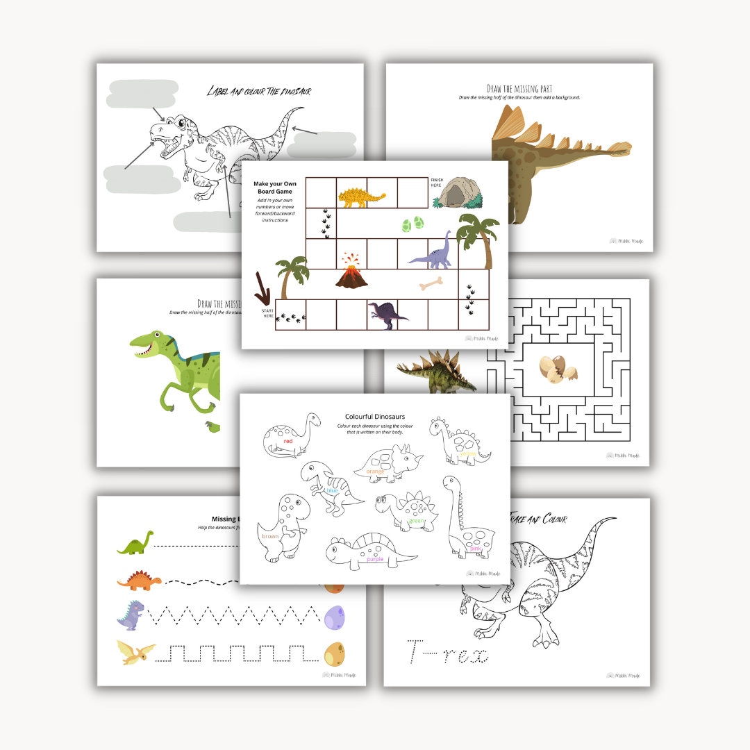 Dinosaur - Printable Worksheets | Pre-writing | Tracing | Fine Motor ...