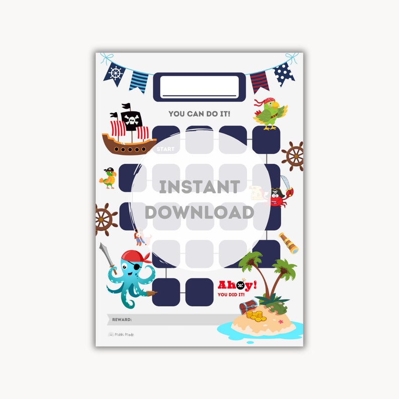 Printable Pirate Reward Chart | Pirate Sticker Chart | Kids Reward ...