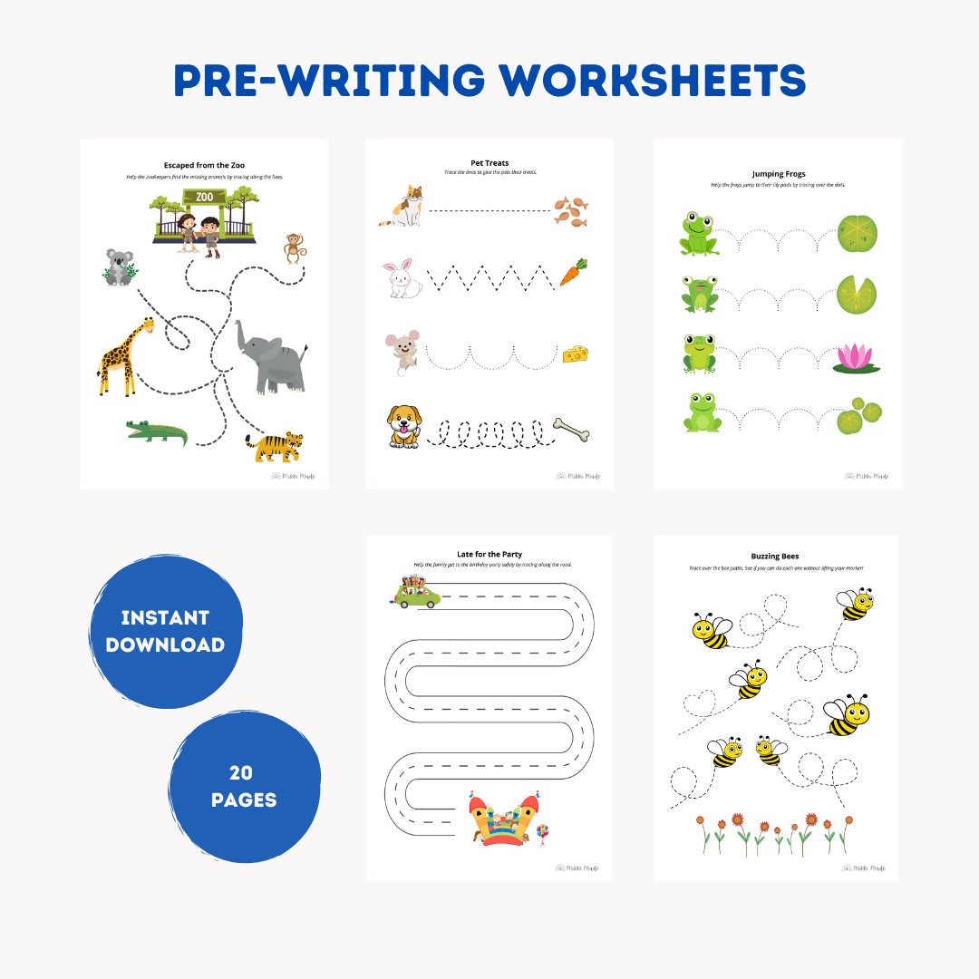 Pre-writing Worksheets | Tracing Worksheets | Fine Motor Practice ...