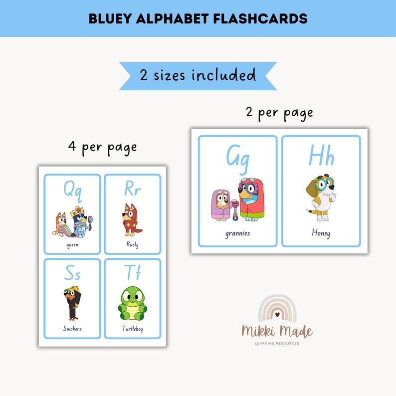Printable Bluey Alphabet Flashcards | Bluey ABC Flashcards | INSTANT ...