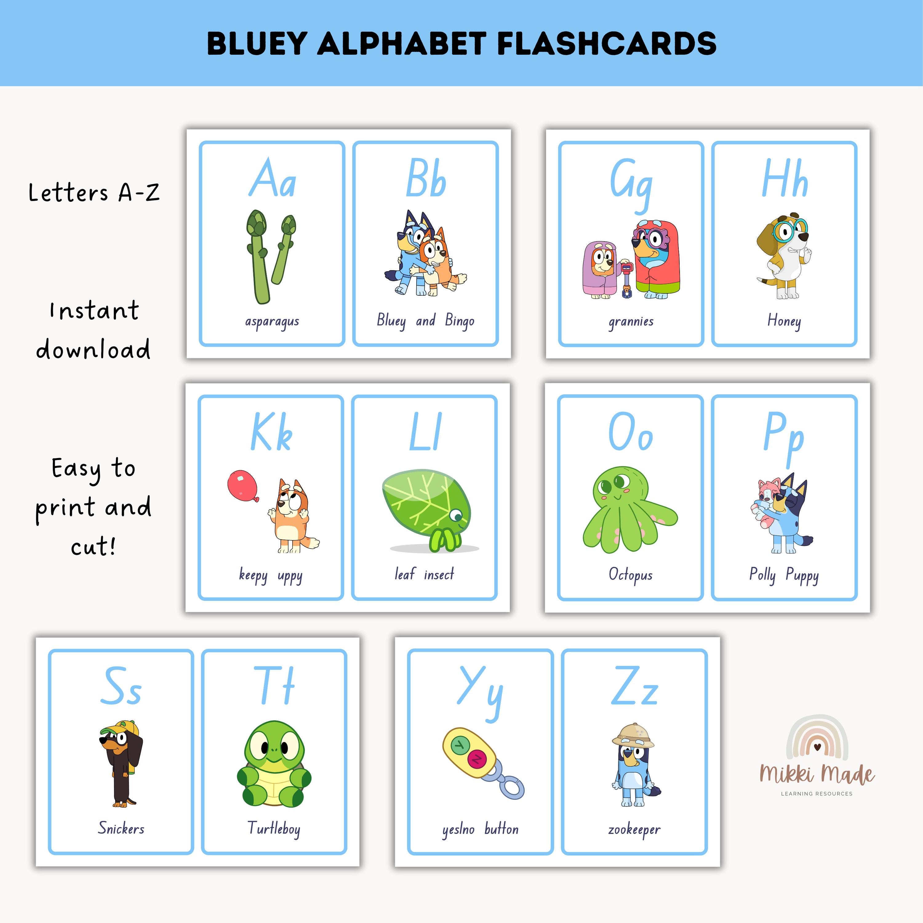 Printable Bluey Alphabet Flashcards | Bluey ABC Flashcards | INSTANT ...