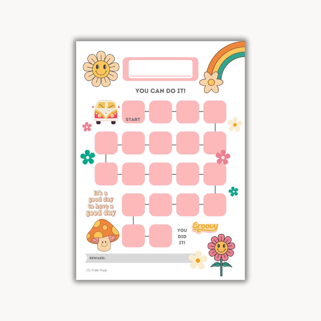 Printable Groovy Reward Chart | Groovy Sticker Chart | Kids Reward ...