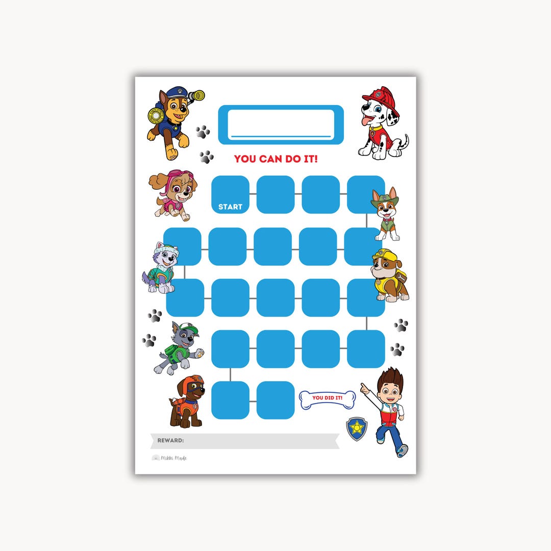 Printable Paw Patrol Reward Chart | Paw Patrol Sticker Chart | Kids ...