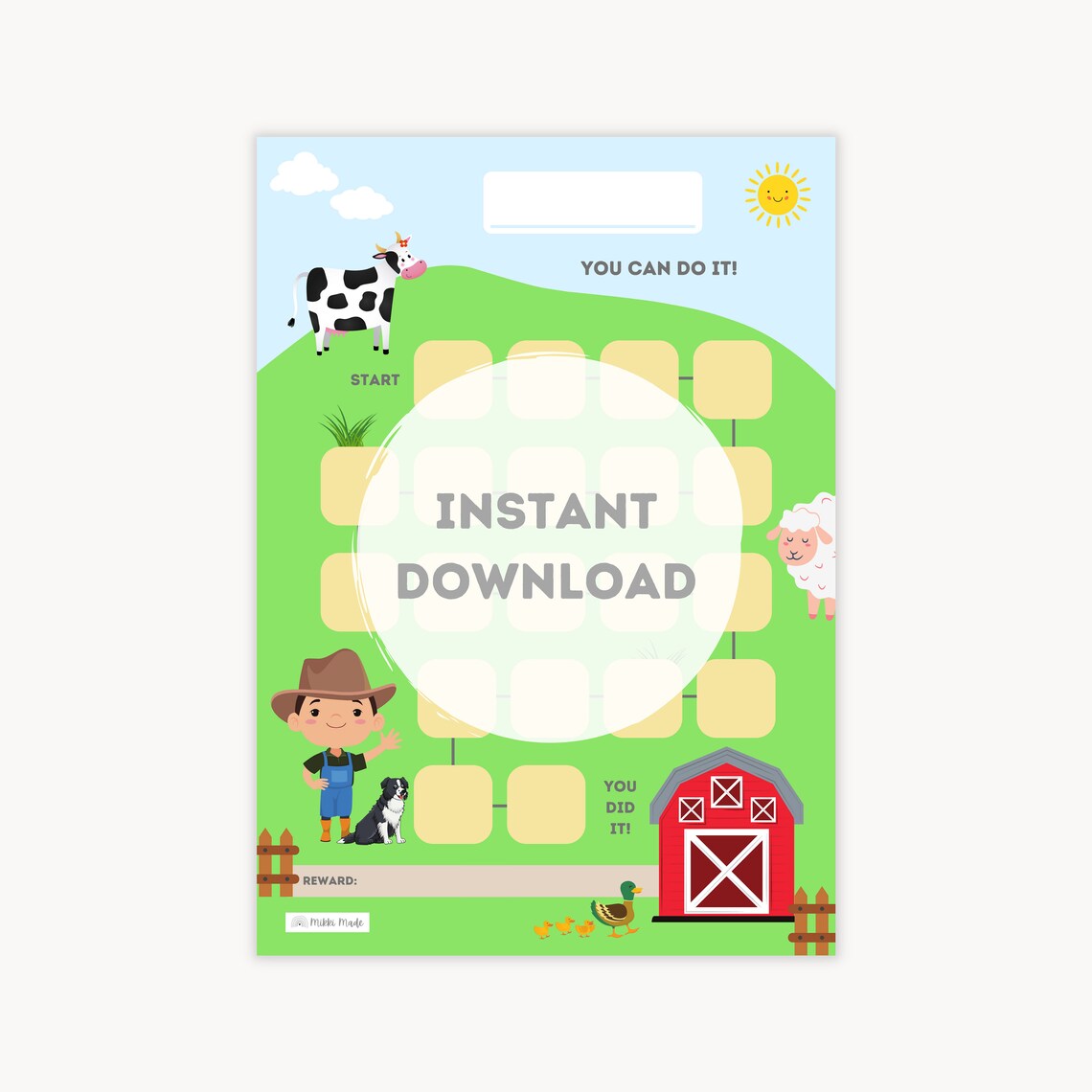 Printable Farm Reward Chart | Farm Sticker Chart | Kids Reward Chart ...