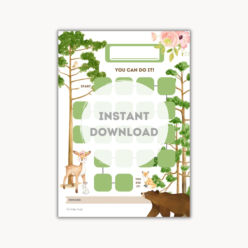Printable Woodland Reward Chart | Woodland Sticker Chart | Kids Reward ...