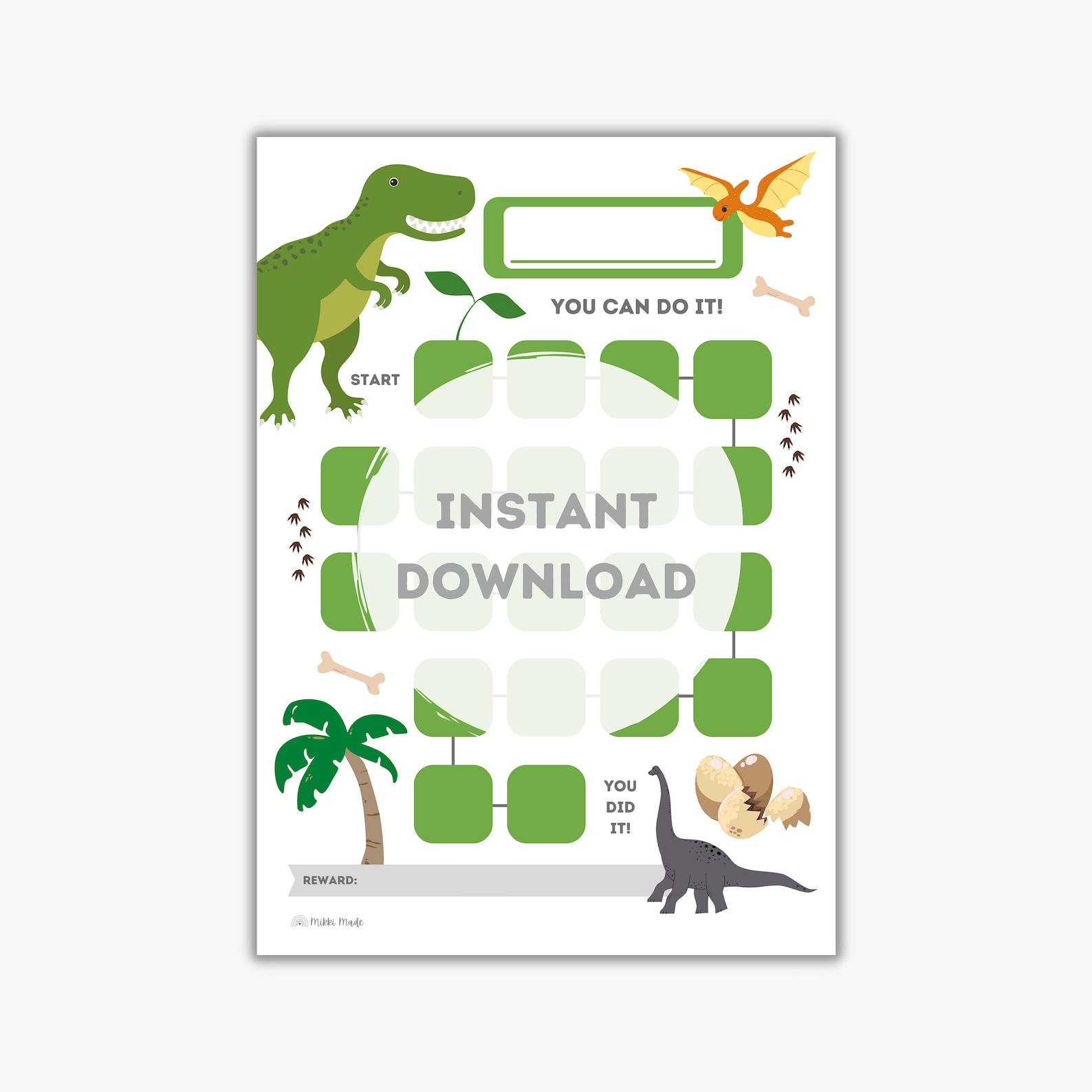 Printable Dinosaur Reward Chart | Dinosaur Sticker Chart | Kids Reward ...