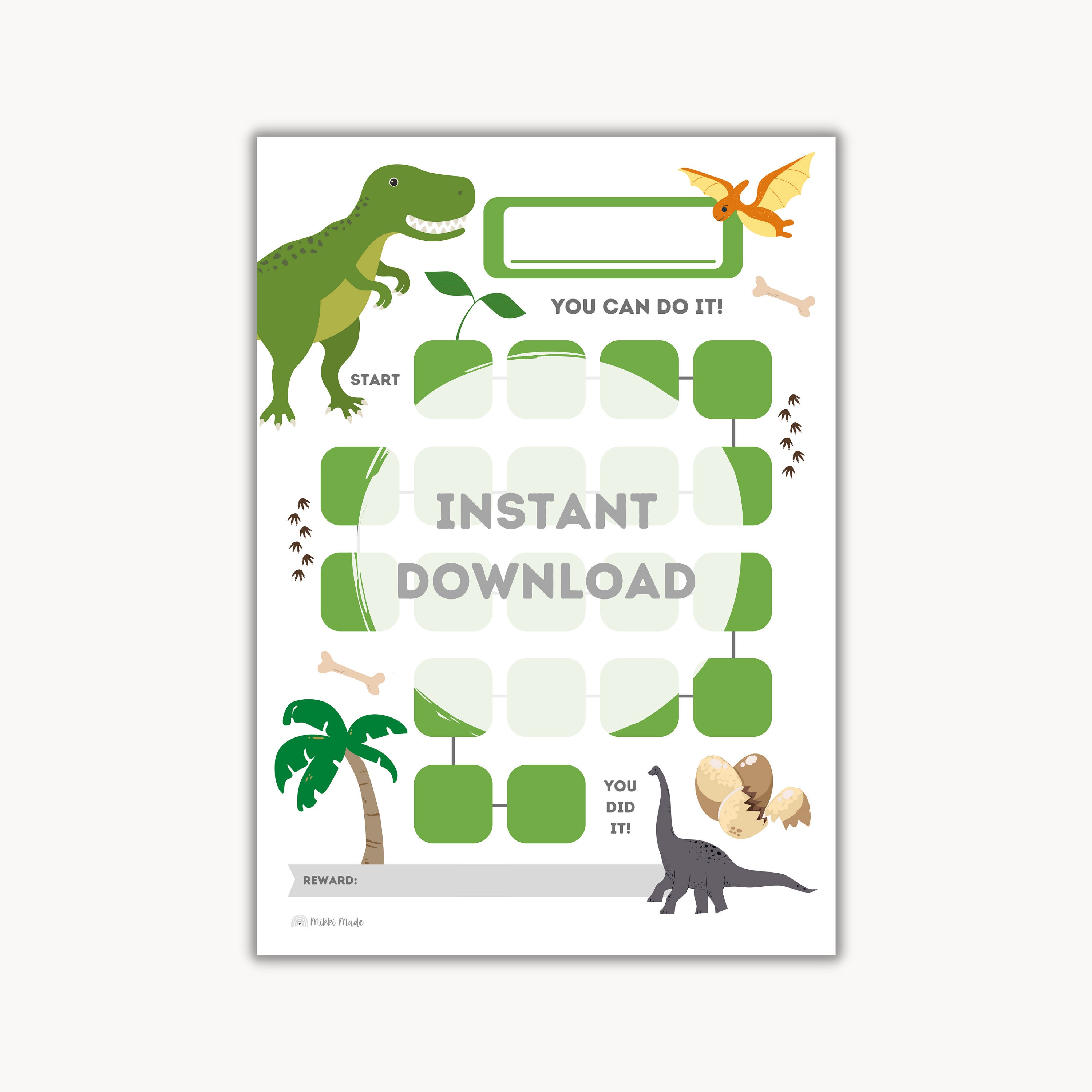 Printable Dinosaur Reward Chart | Dinosaur Sticker Chart | Kids Reward ...