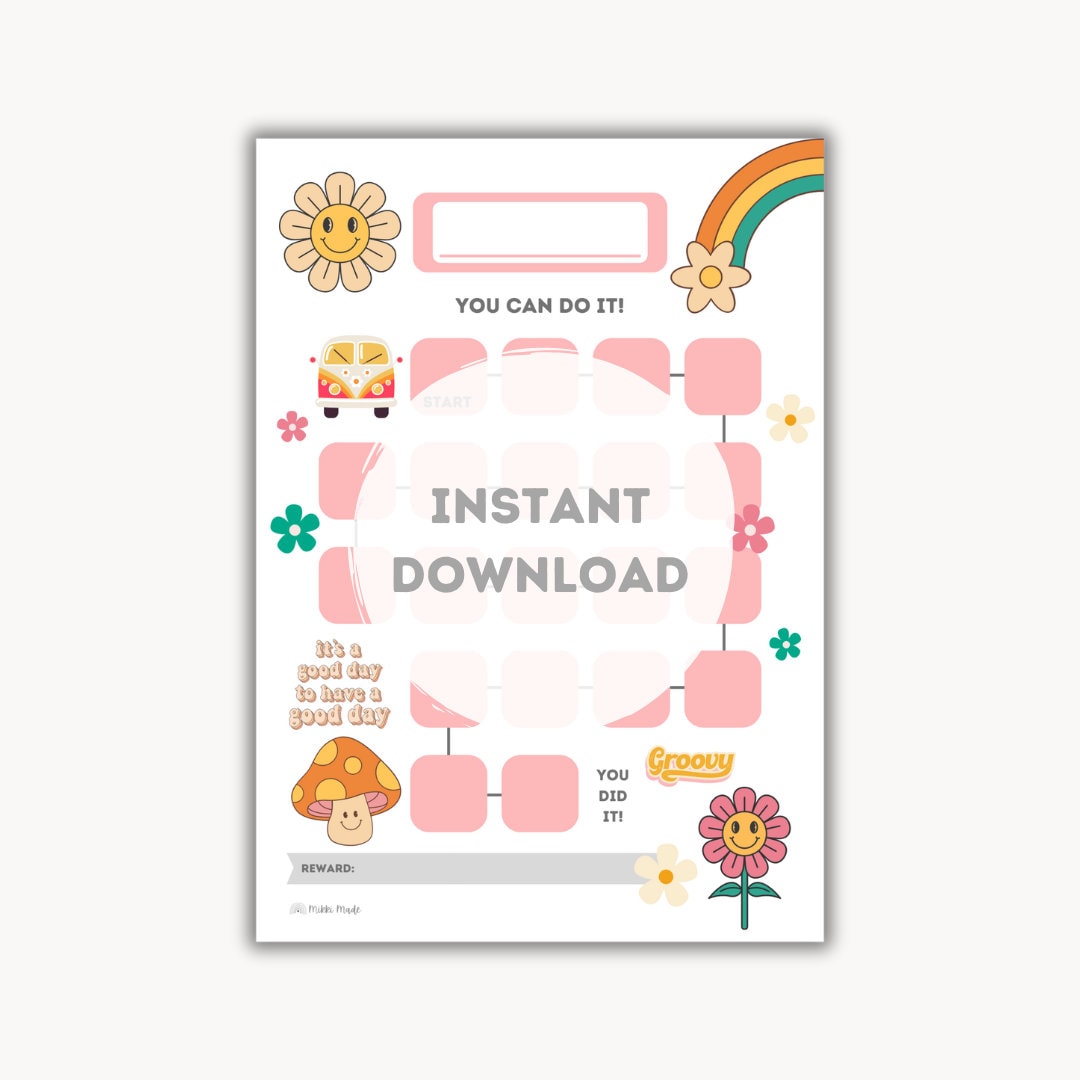 Printable Groovy Reward Chart | Groovy Sticker Chart | Kids Reward ...