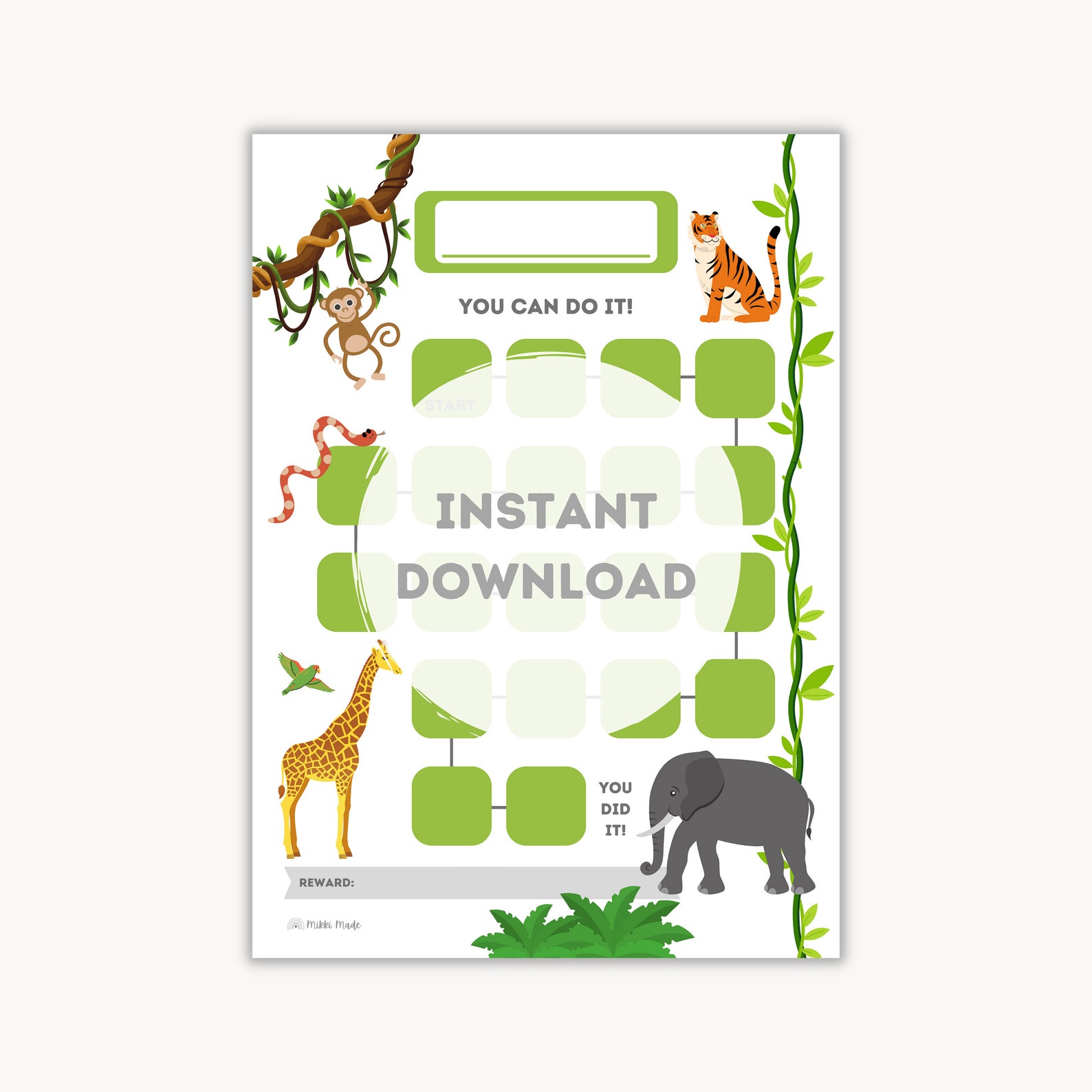 Printable Jungle Reward Chart | Jungle Sticker Chart | Kids Reward ...