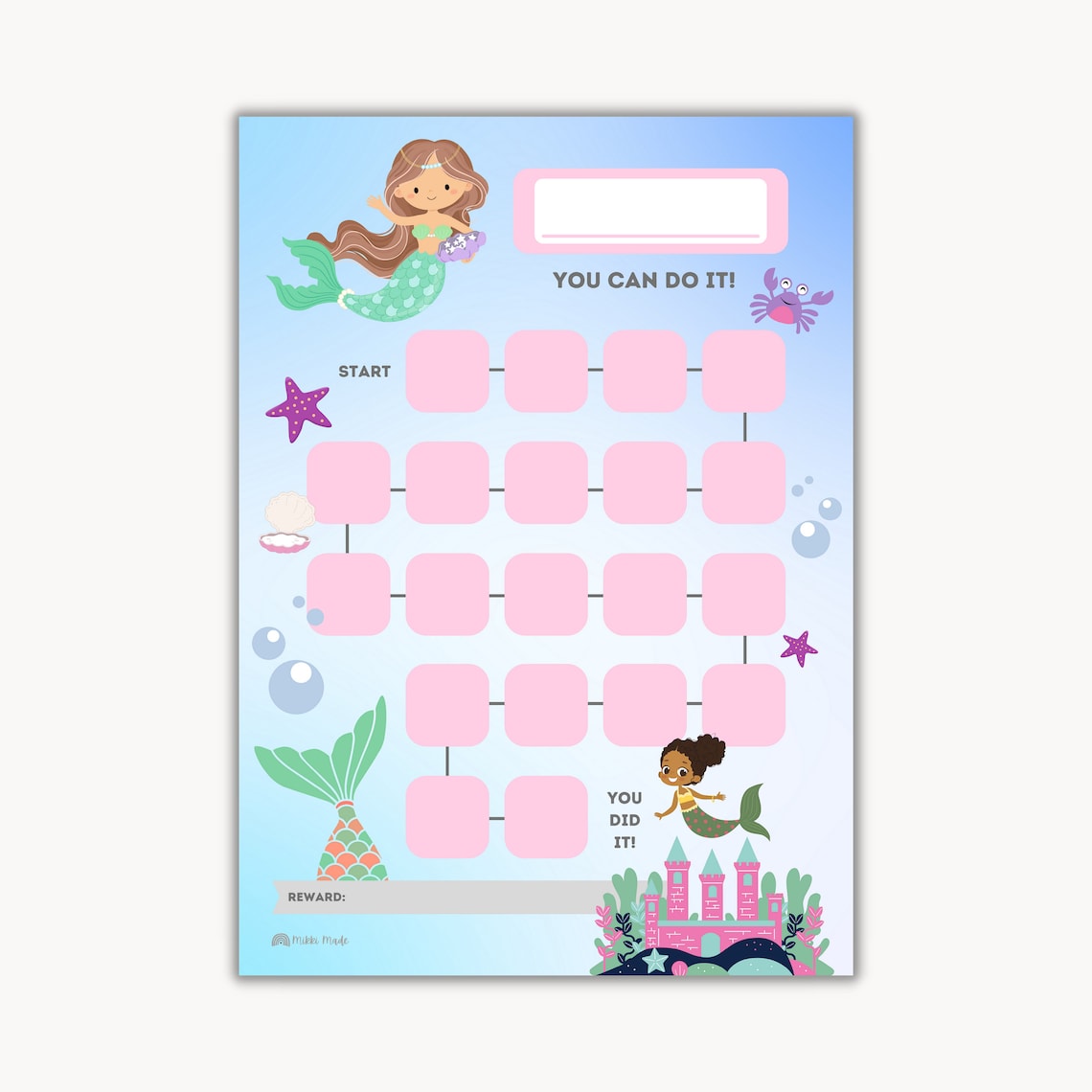 Printable Mermaid Reward Chart | Mermaid Sticker Chart | Kids Reward ...