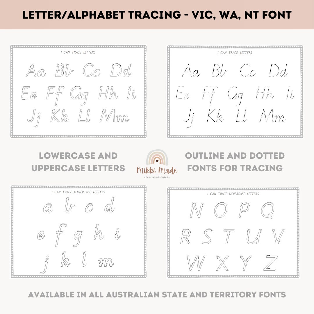 Letter Tracing | VIC, WA, NT State Font | Alphabet Tracing | Printable ...