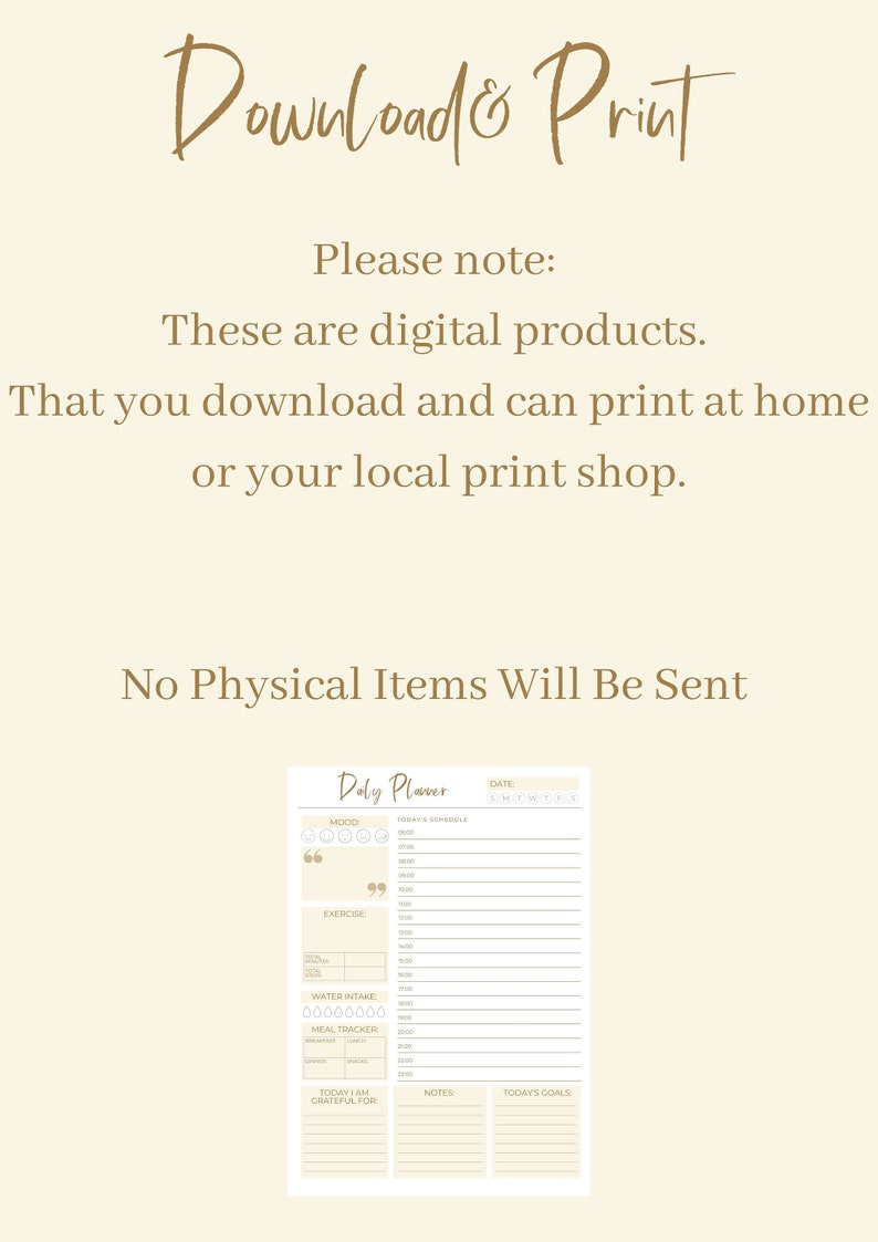Printable Daily Planner Template Cream & Brown - Etsy