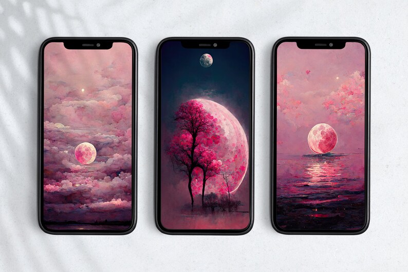 3 Pack | Pink Moon Phone Wallpapers | Android Wallpaper | iPhone ...