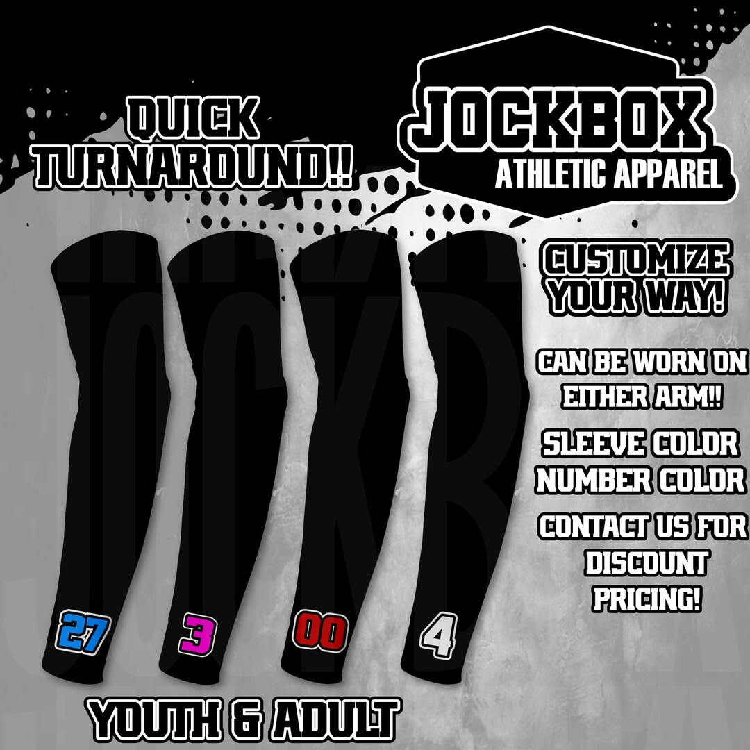 Custom Number Athletic Arm Sleeve Baseball Softball Basketball ...