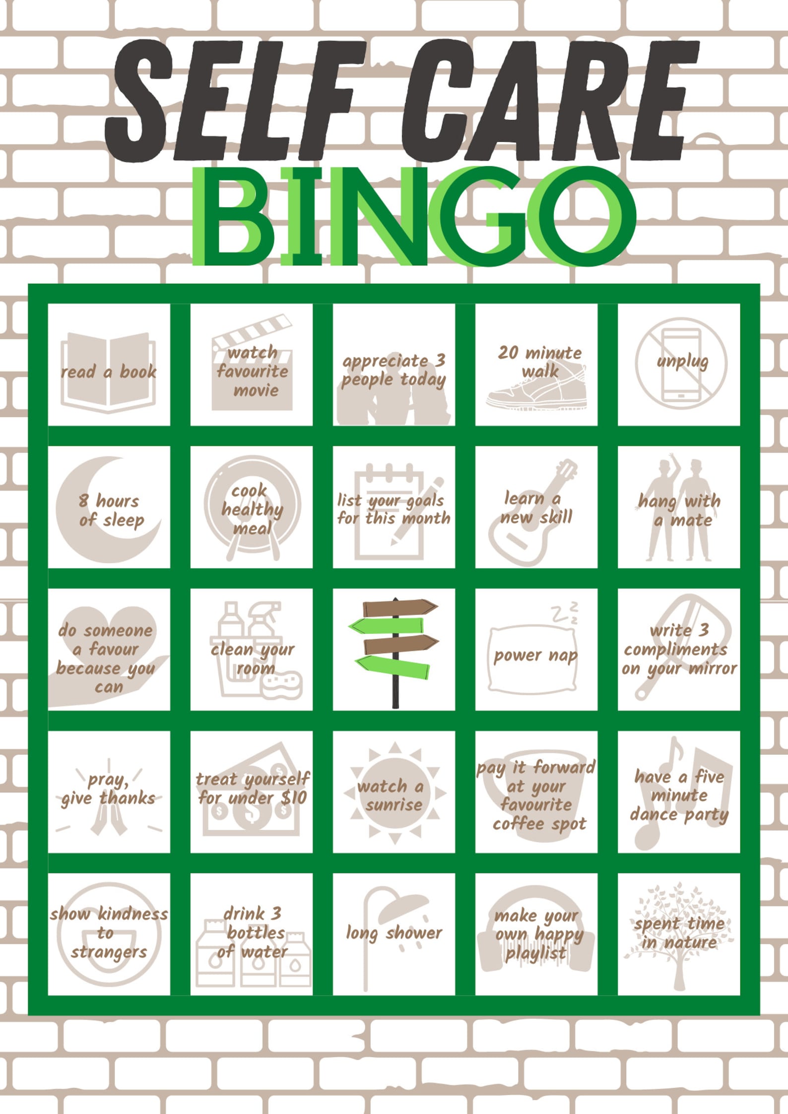 Self Care Bingo Printable - Etsy