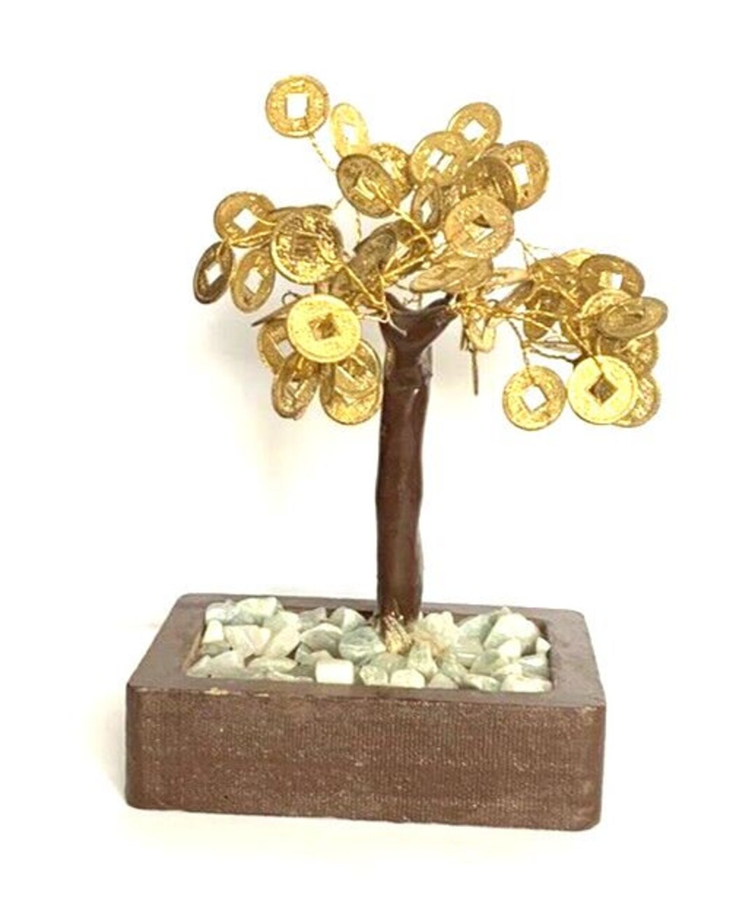 Money Gold Coin Wire Wrap Tree Fengshui Decorative Tree Size 6" X 4" X ...