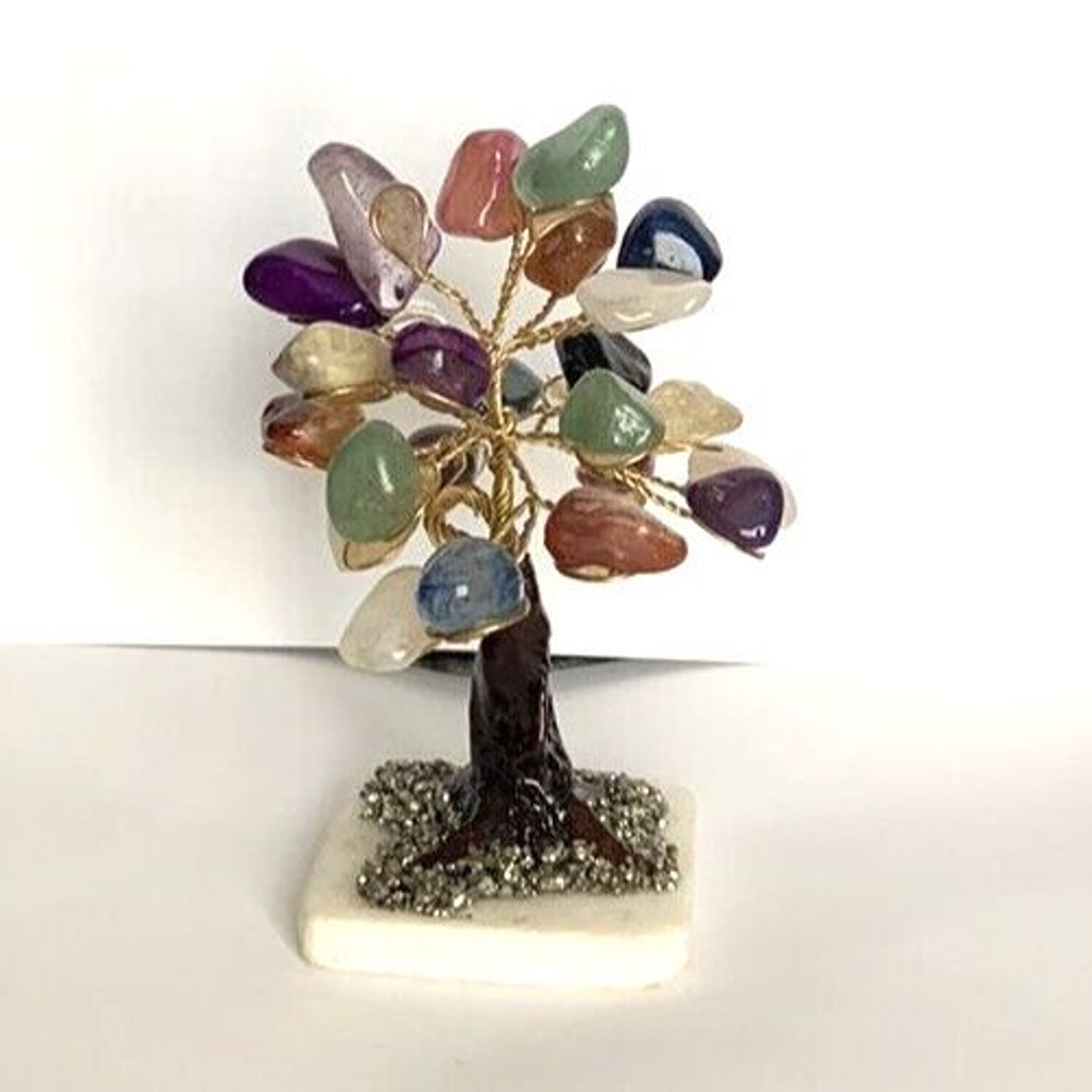 Chakra Gemstones Bonsai Tree Pyrite Roots Made in Peru 4 - Etsy