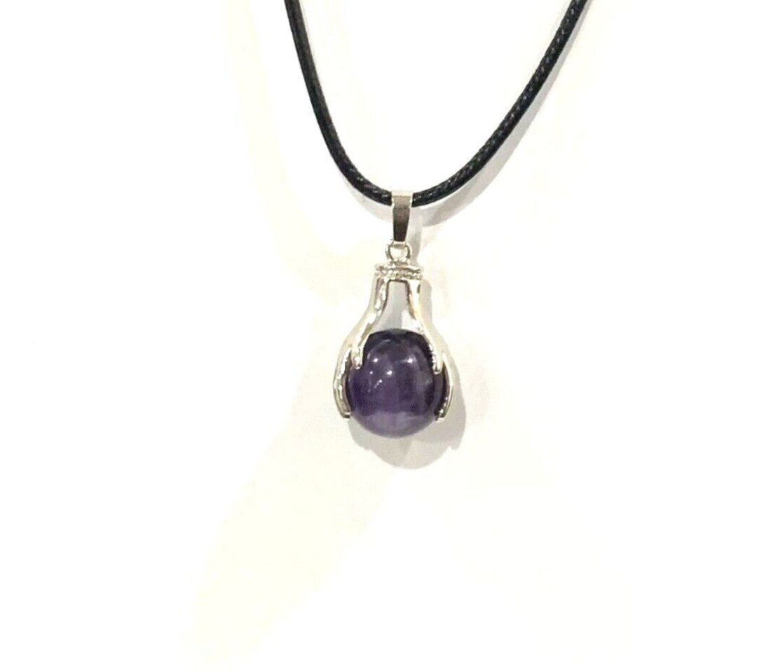 Hands Holding Amethyst Crystal Ball Pendants Necklaces Purple - Etsy