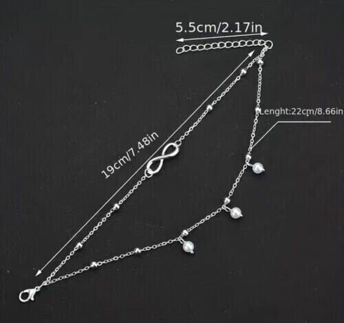 Double Layer Bohemia Infinity Shaped Dangling Ankle Bracelet Foot Chain ...