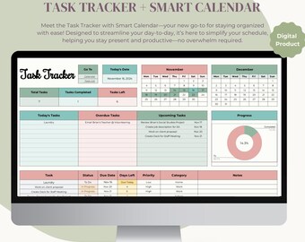 Google Sheet Task Manager | Task Tracker Spreadsheet | Smart Calendar ...