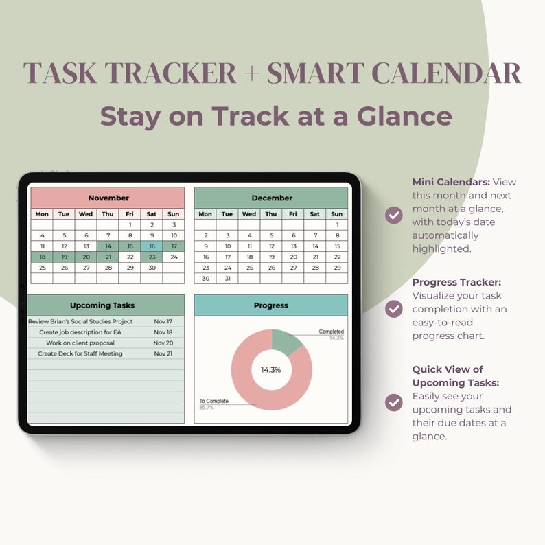 Google Sheets Task Manager | Task Tracker | Smart Calendar | Task ...