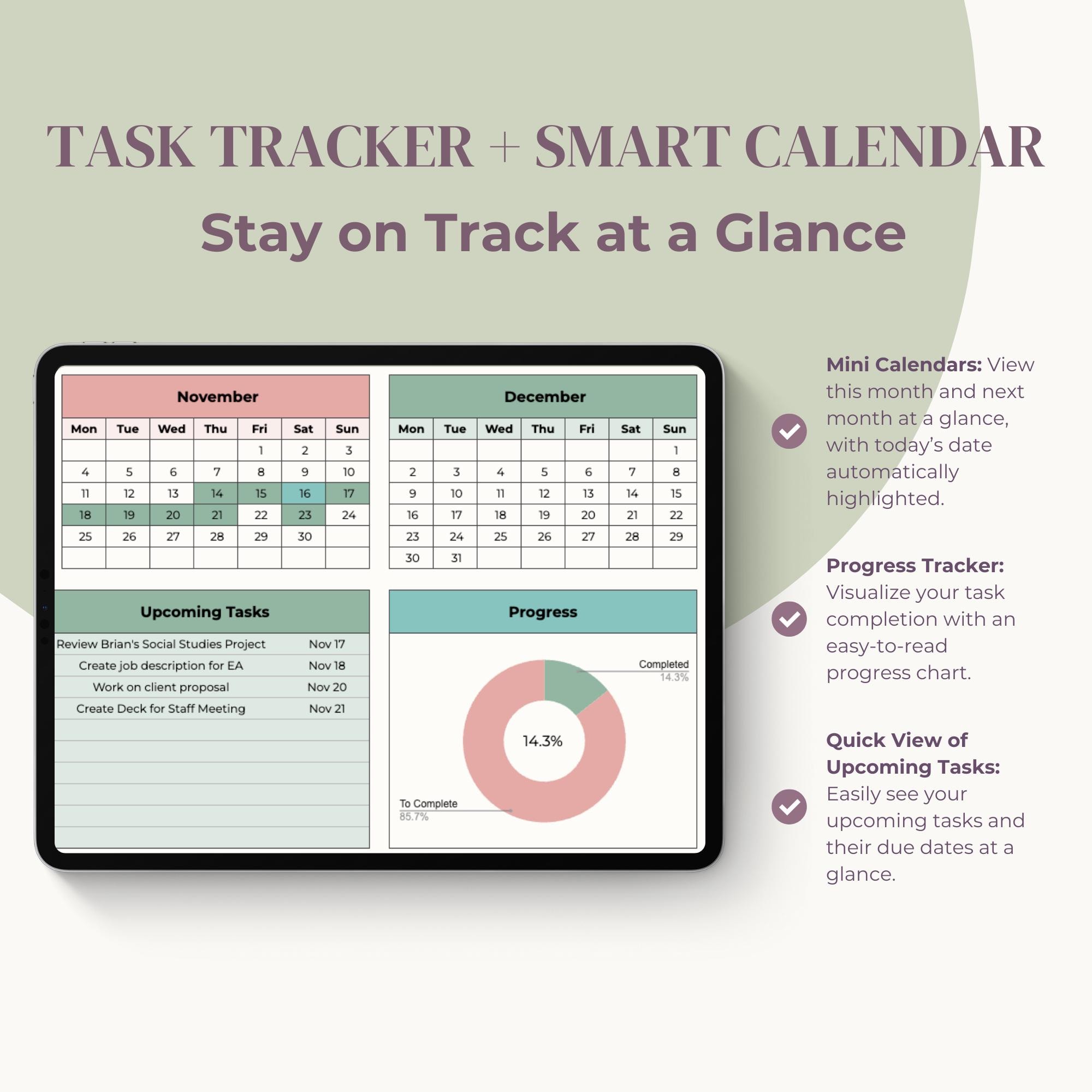 Google Sheets Task Manager | Task Tracker | Smart Calendar | Task ...