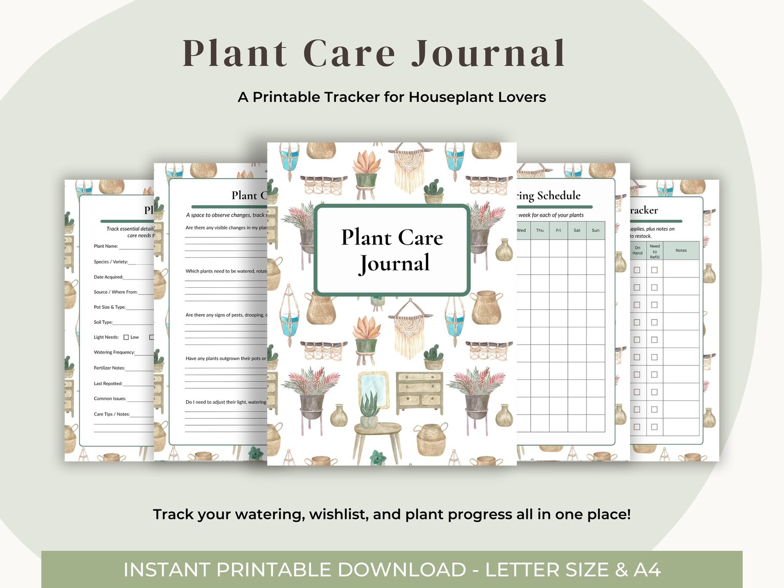 Printable Plant Care Journal, Houseplant Tracker (PDF) - Etsy