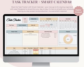 Google Sheets Task Manager | Task Tracker | Smart Calendar | Task Tracker Spreadsheet | Simple ...