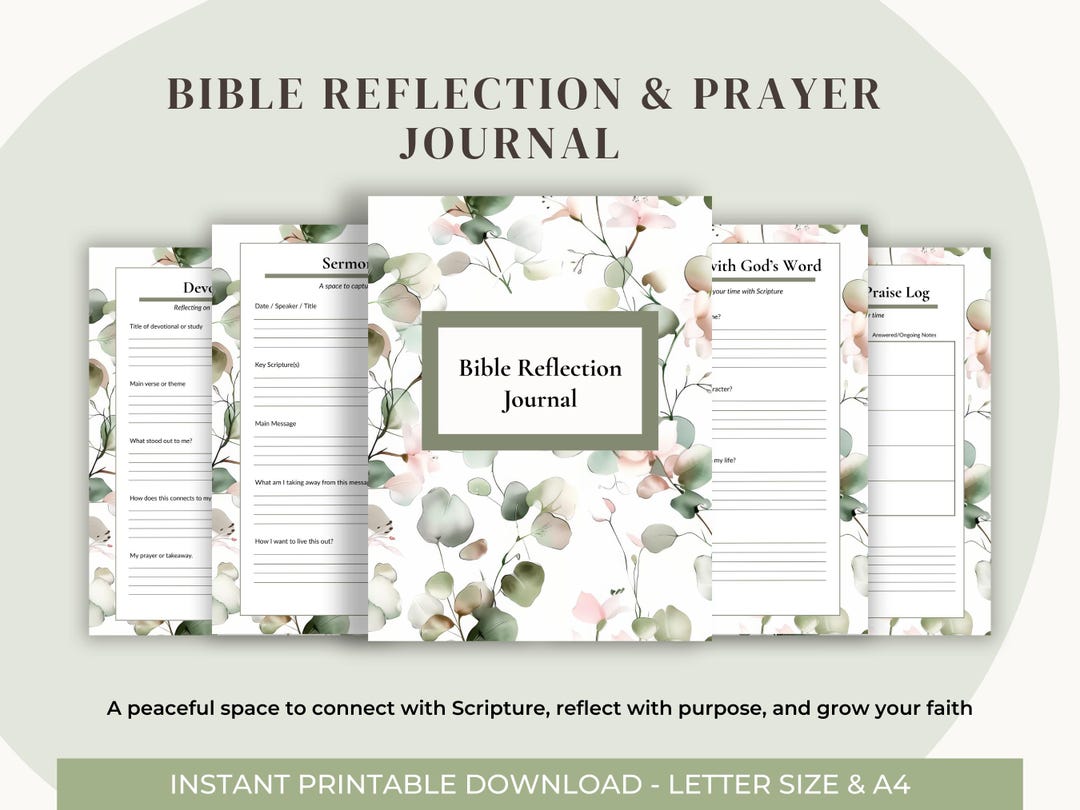 Printable Prayer Journal, Bible Study Reflection Notebook, Christian ...