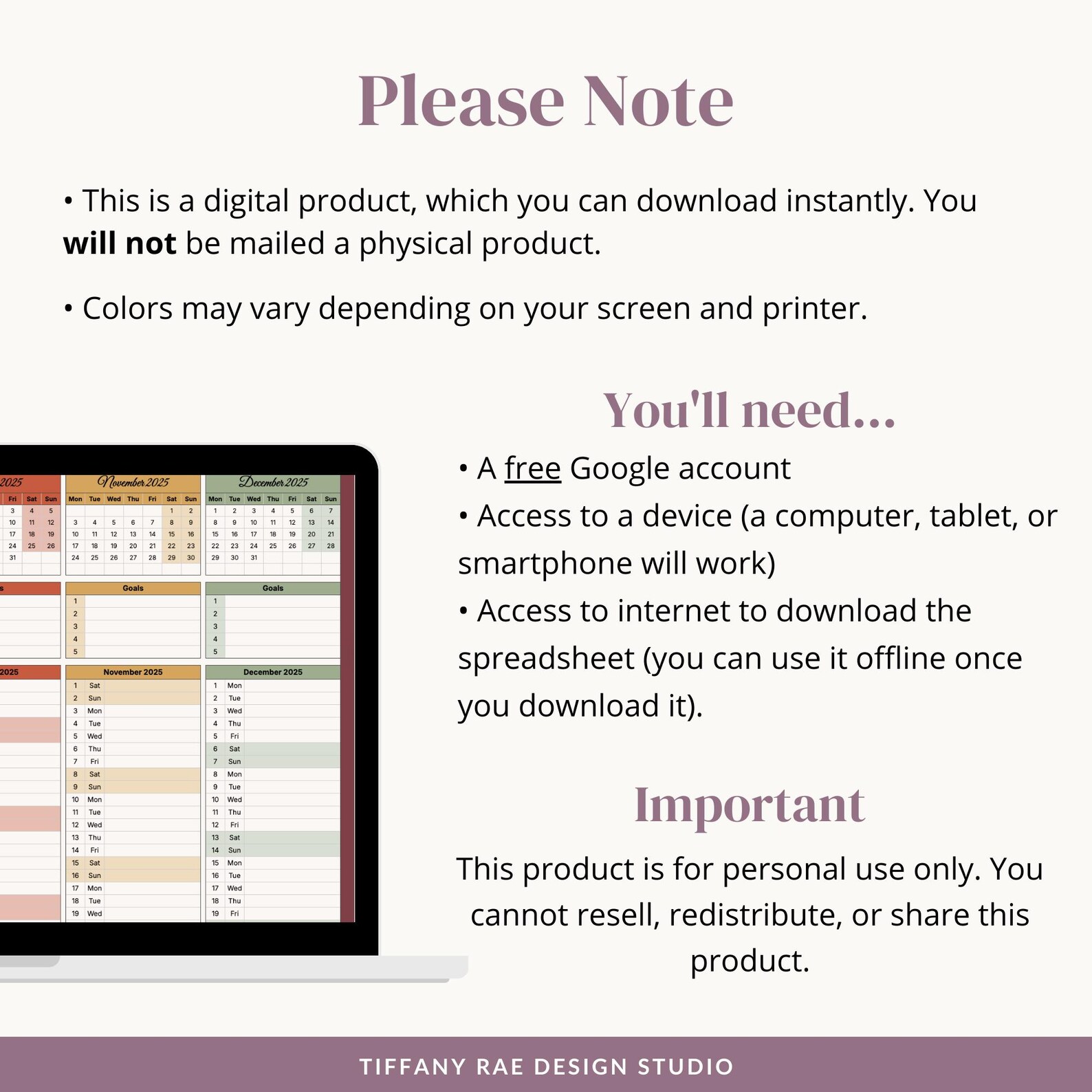 5 Year Calendar Google Sheets Template: Year at a Glance Planner ...