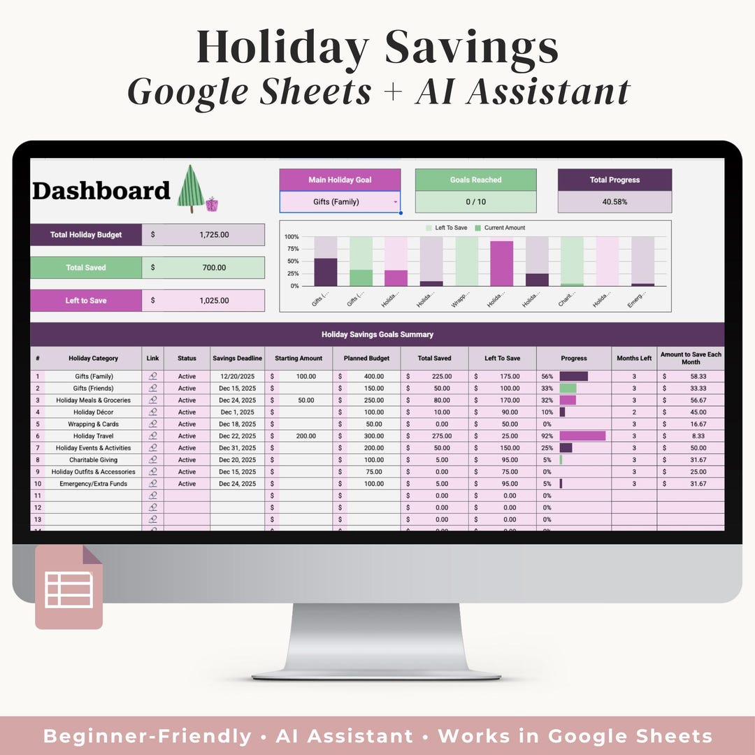 Holiday Savings Tracker | Christmas Budget Planner + AI Assistant - Etsy