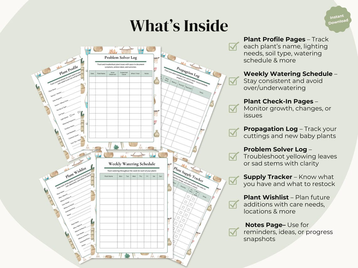 Printable Plant Care Journal, Houseplant Tracker (PDF) - Etsy