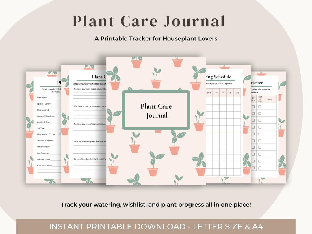 Printable Plant Care Journal, Houseplant Tracker, Plant Logbook PDF ...