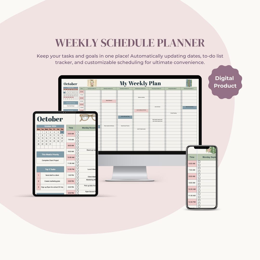 Google Sheets Weekly Planner | Digital Planner | Spreadsheet Organizer ...