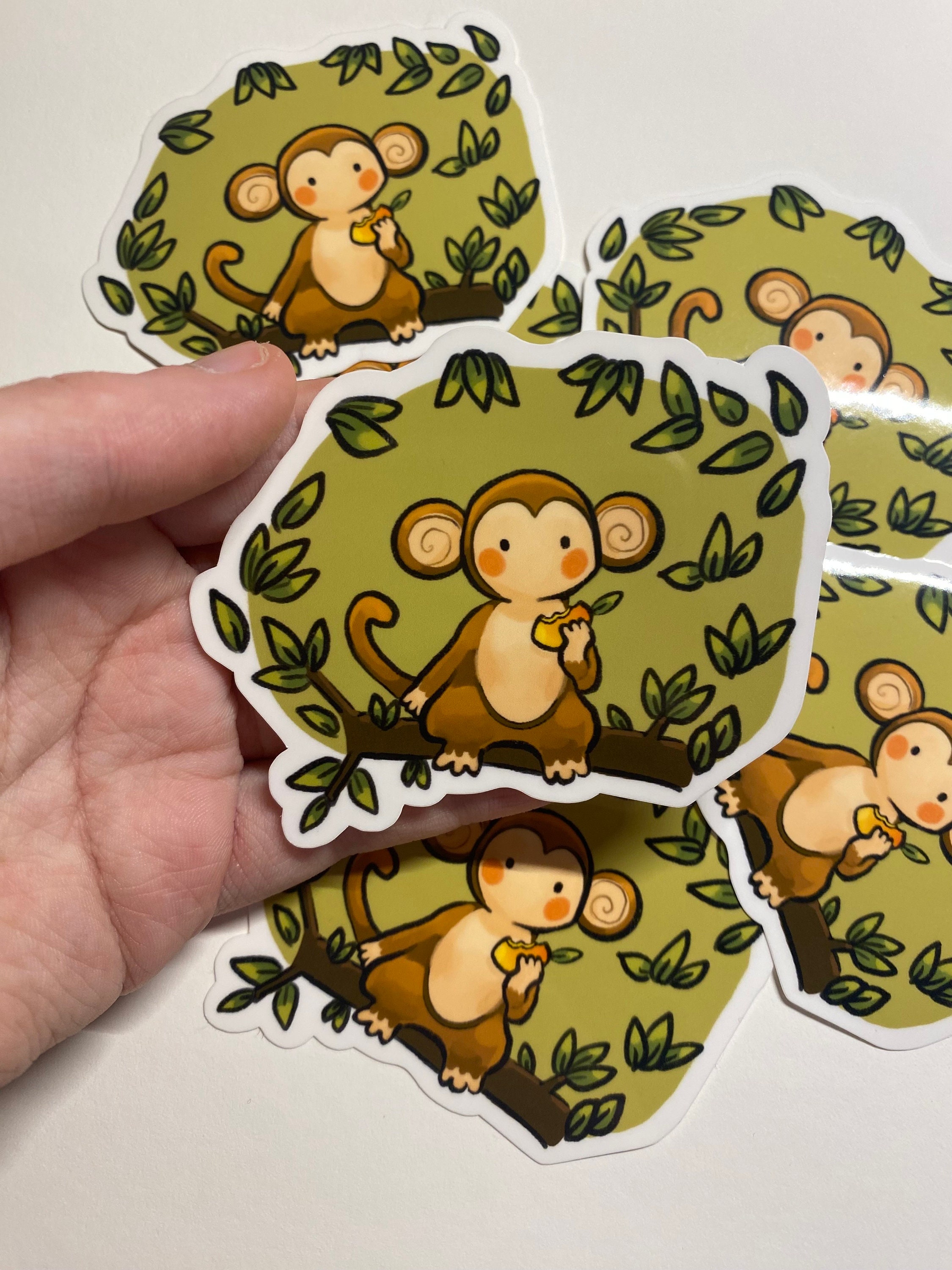 Mango Monkey Sticker / Vinyl Sticker / Laptop Sticker / - Etsy