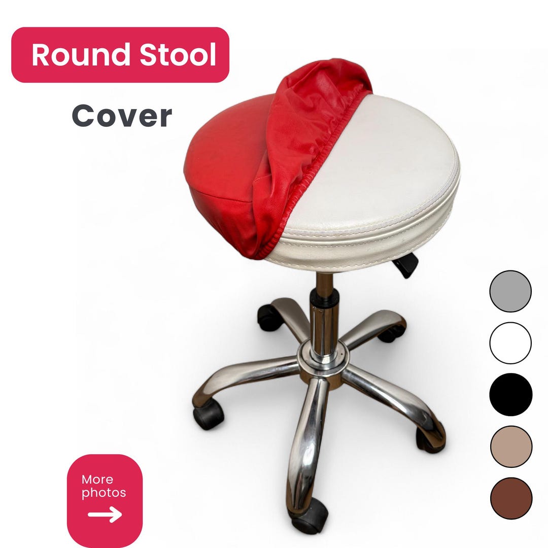 Chair Cover Round Chair Faux Leather Cover Round Seat Cover Stool Cover ...