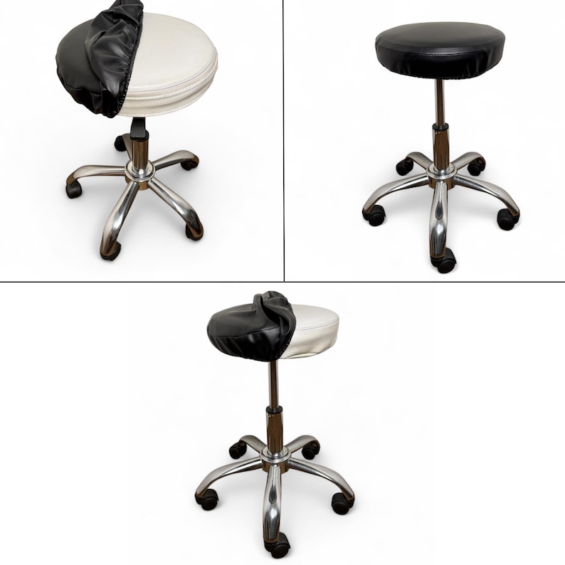 Chair Cover Round Chair Faux Leather Cover Kitchen Stool Cover Round ...