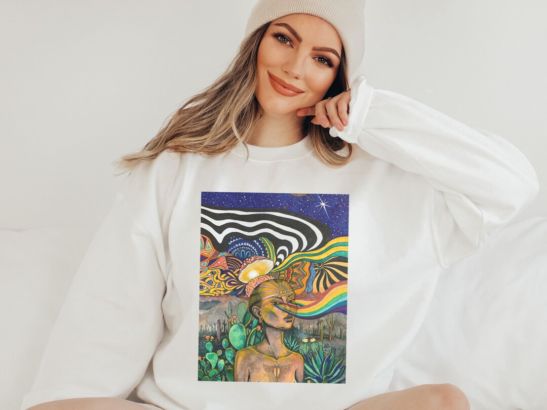 Trippy Psychedelic Sweatshirt, Goblincore Hippie Shirt, Mystical ...
