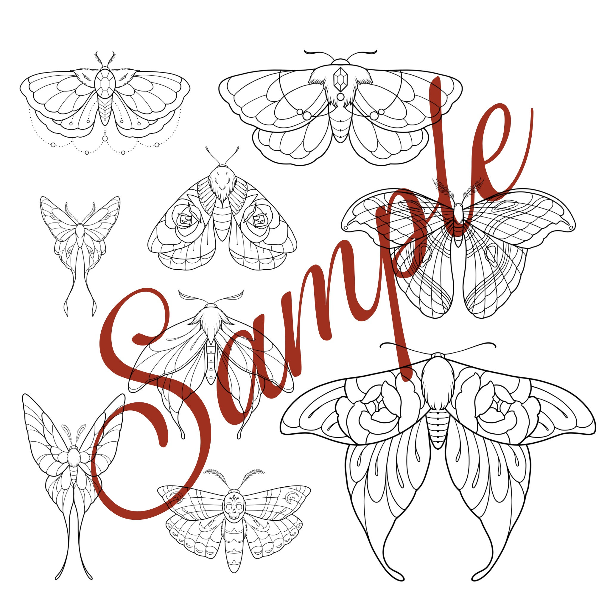 Moth Tattoo Stamps for Procreate - Etsy