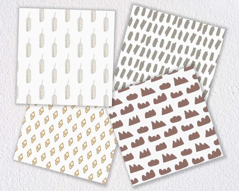 Boho Neutral Doodles Digital Paper, Playful Seamless Patterns ...