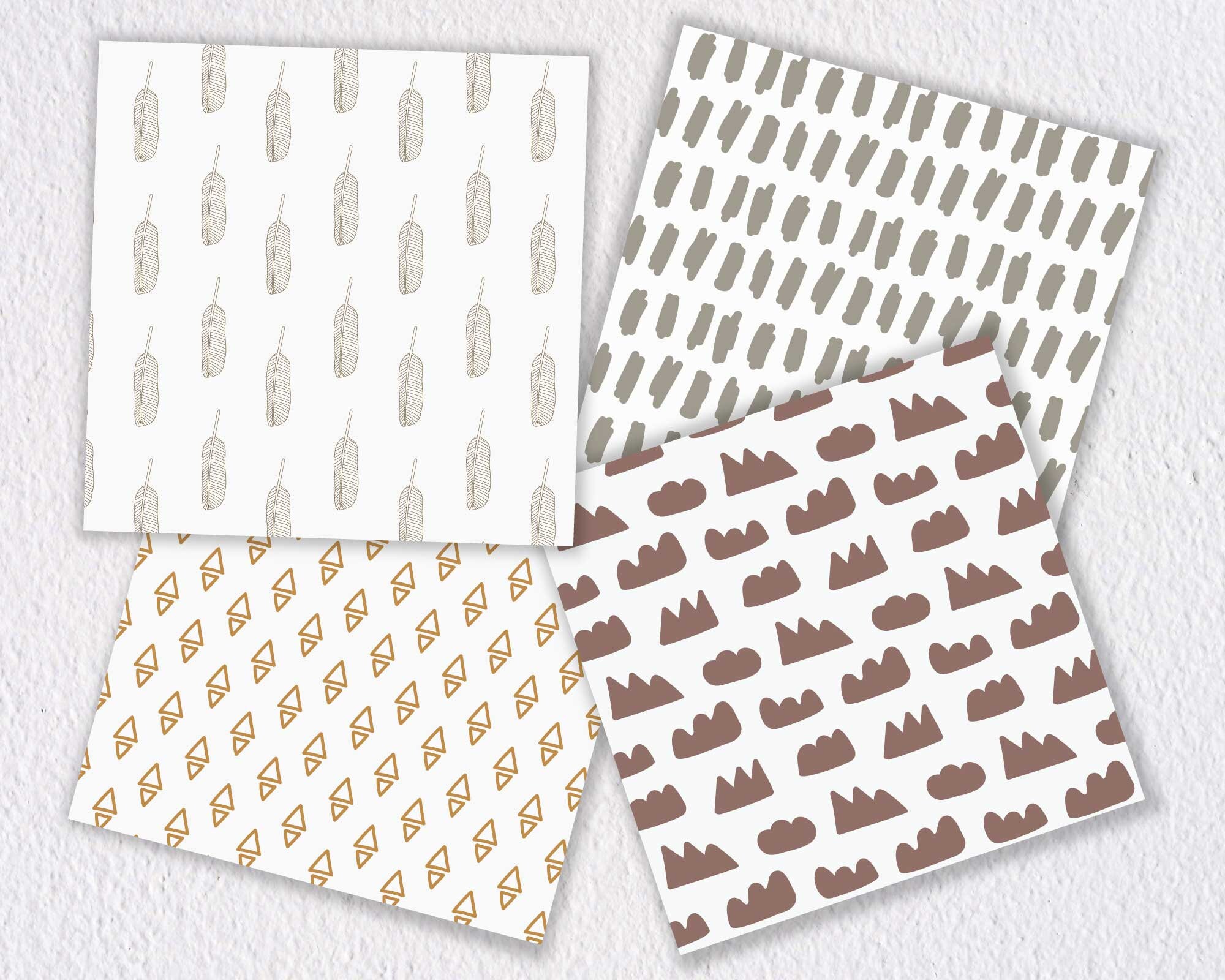 Boho Neutral Doodles Digital Paper, Playful Seamless Patterns ...