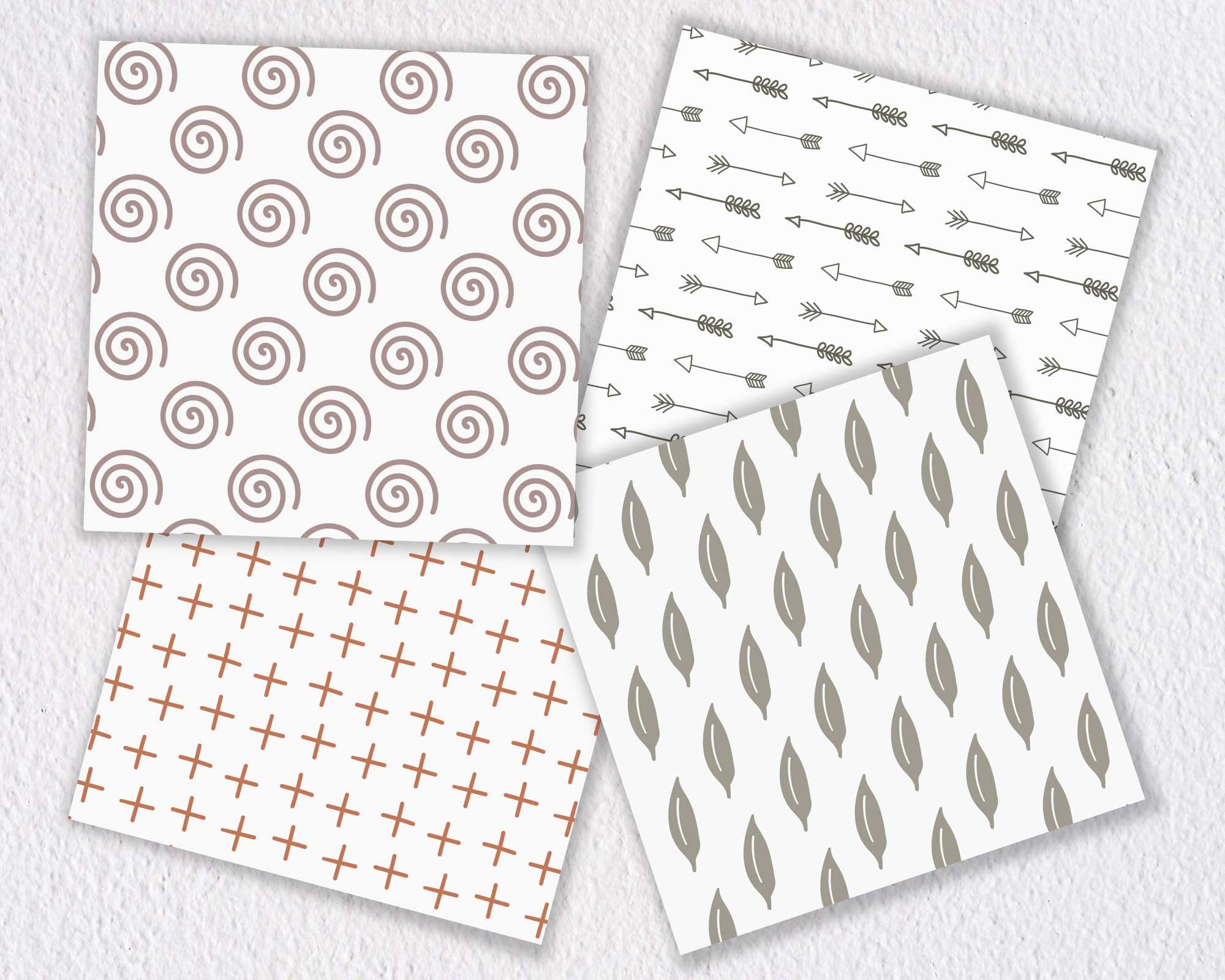 Boho Neutral Doodles Digital Paper, Playful Seamless Patterns ...