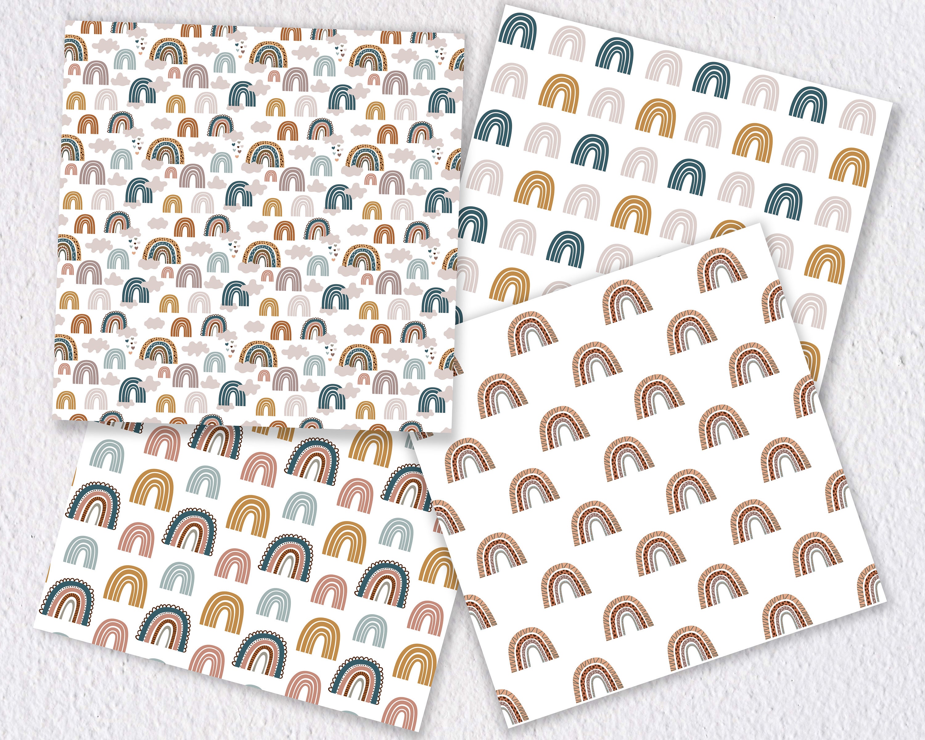 Boho Rainbow Digital Paper Playful Neutral Seamless Patterns - Etsy
