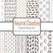Boho Neutral Doodles Digital Paper, Playful Seamless Patterns ...
