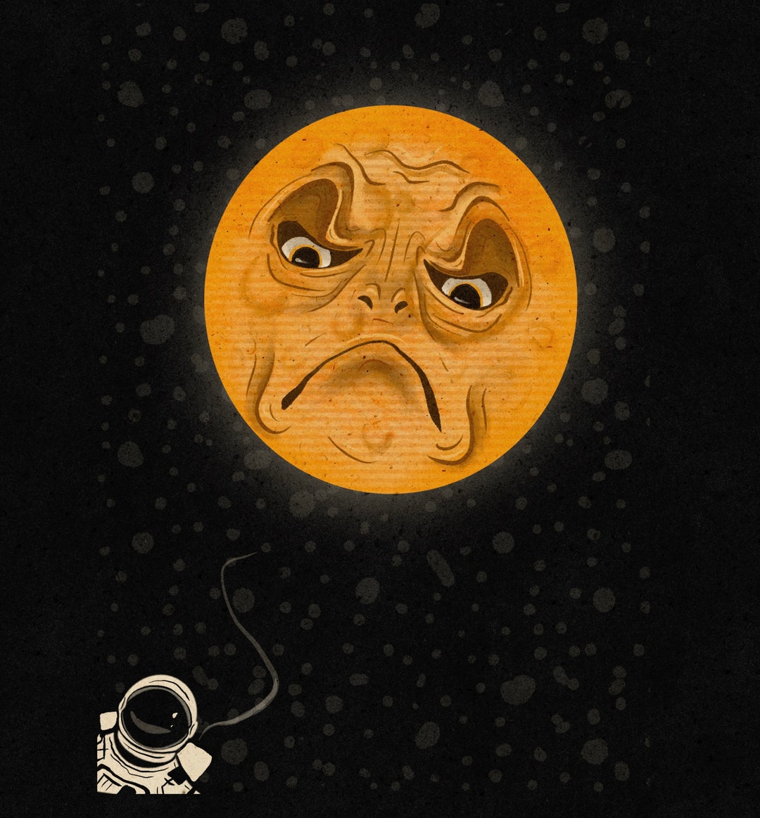 PRINT- Fly Me to the Moon, Full Moon, Funny Art - Etsy