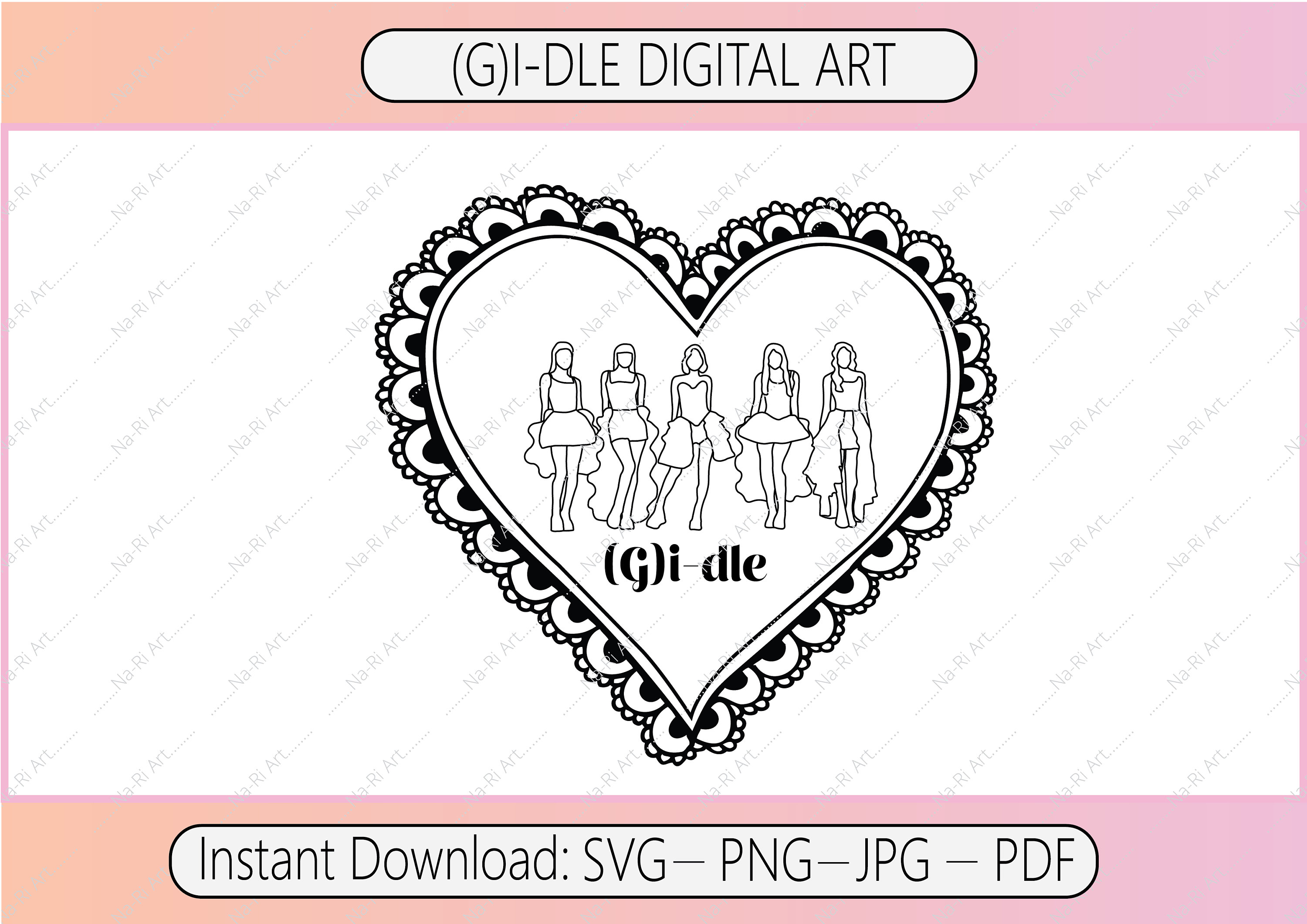 Nxde GI-dle SVG, PNG, JPG, Pdf / GI-dle Nxde Heart Sticker, Calcomanía ...