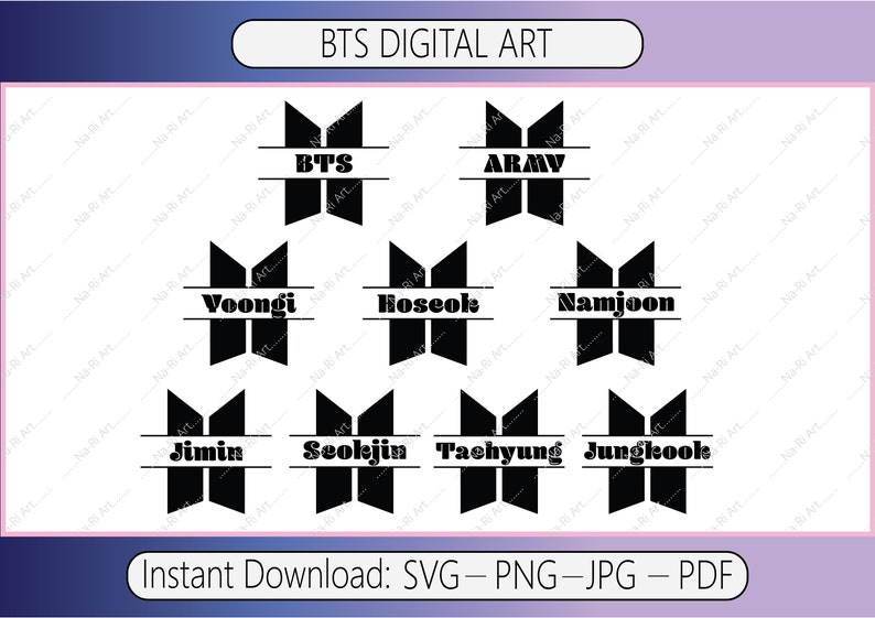 BTS Members SVG PNG Jpg Pdf Bts Sticker Logo Decal - Etsy Canada