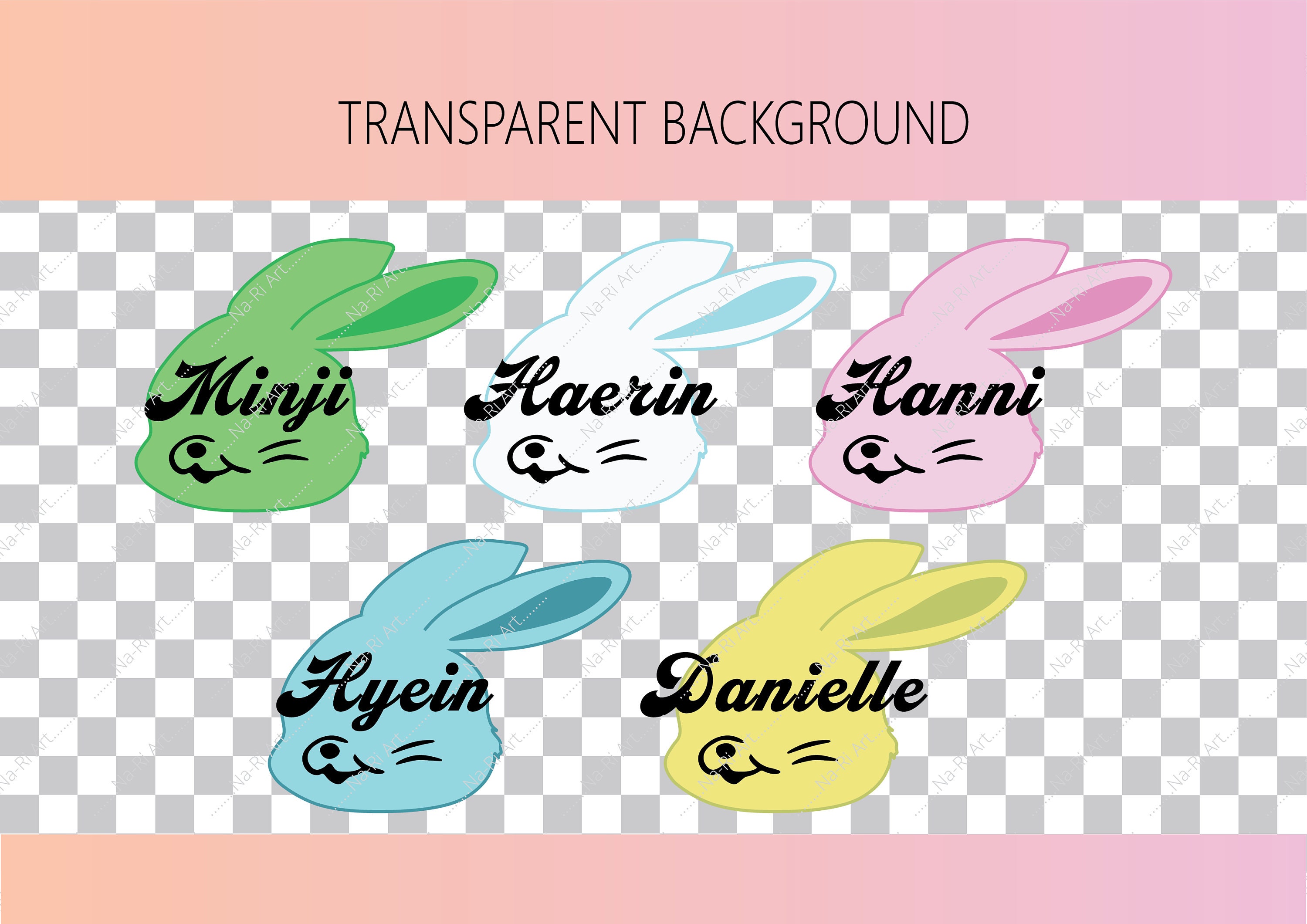 NewJeans Members Bunny SVG PNG JPG Eps NewJeans Sticker Logo - Etsy 日本